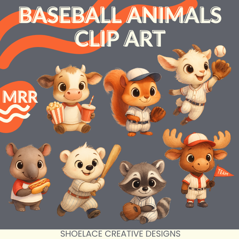 Baseball Animals Clip Art – ShoeLace Creative Designs