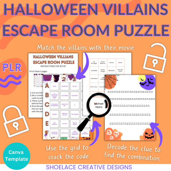Halloween Villains Escape Room Puzzle – ShoeLace Creative Designs
